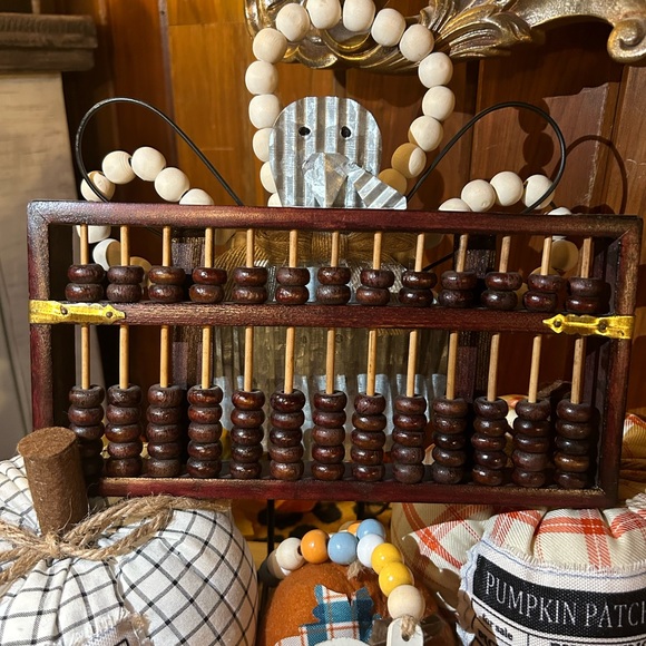 Vintage | Accents | Vintage Wood And Brass Hand Carved Abacus ...